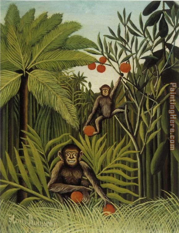 Henri Rousseau Two Monkeys in the Jungle painting anysize 50% off
