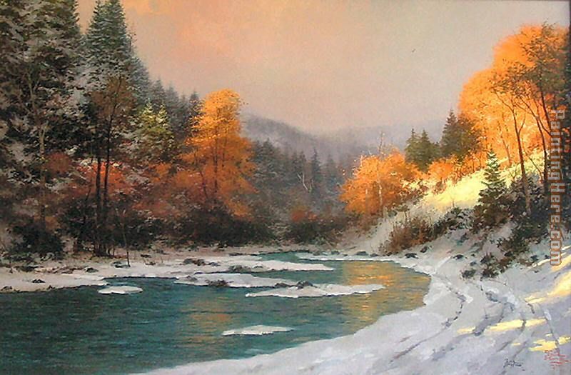 Thomas Kinkade Autumn Snow painting anysize 50% off