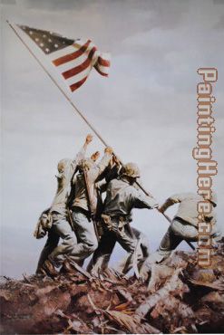USMC flag raising on Iwo Jima in WWii Painting anysize 50% off