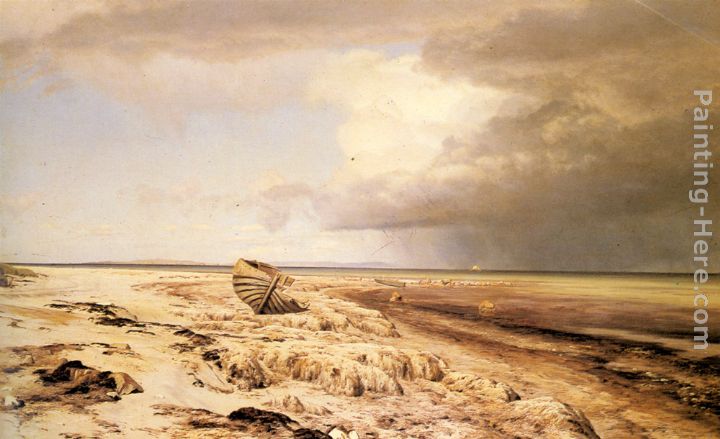 Janus Andreas Bartholin La Cour Deserted Boat on a Beach painting ...